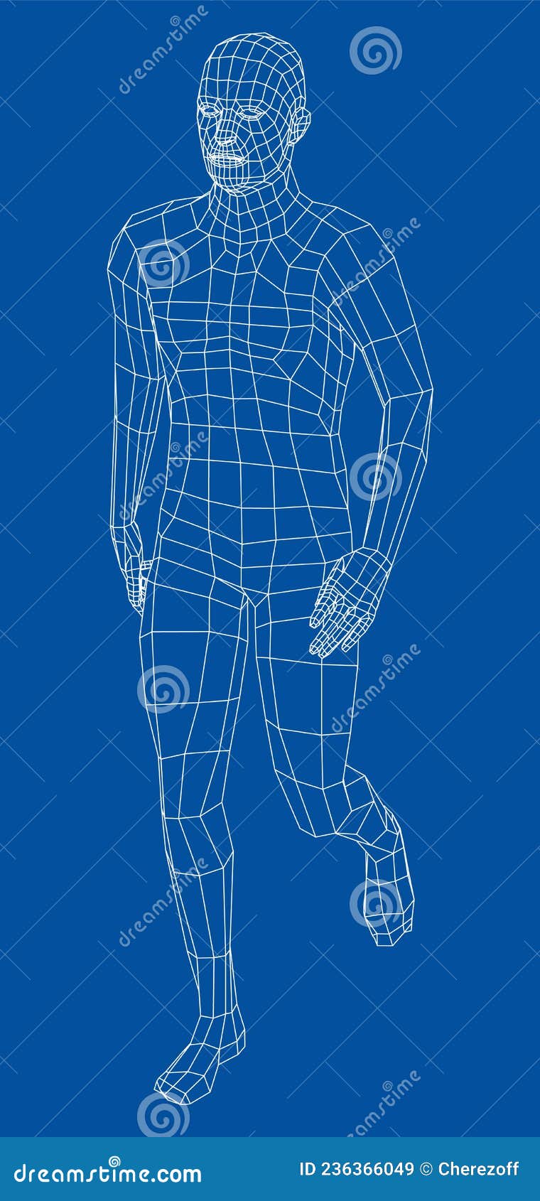 Wireframe Walking Man. 3d Illustration Stock Illustration ...