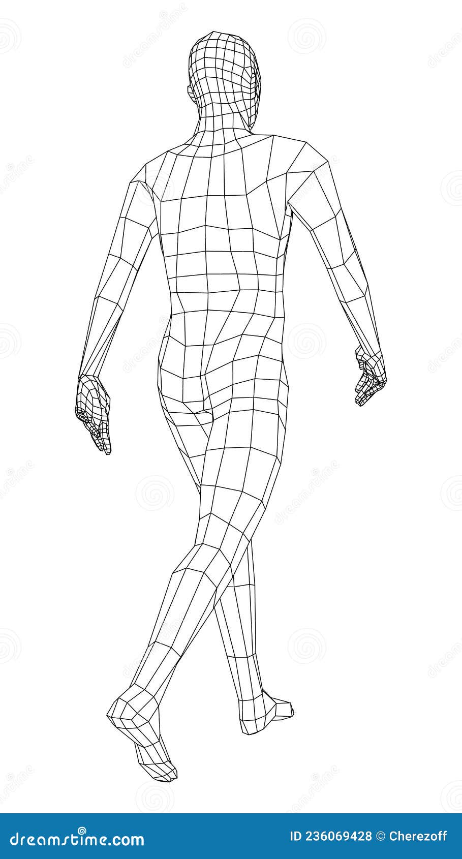 Wireframe Walking Man. 3d Illustration Stock Illustration ...