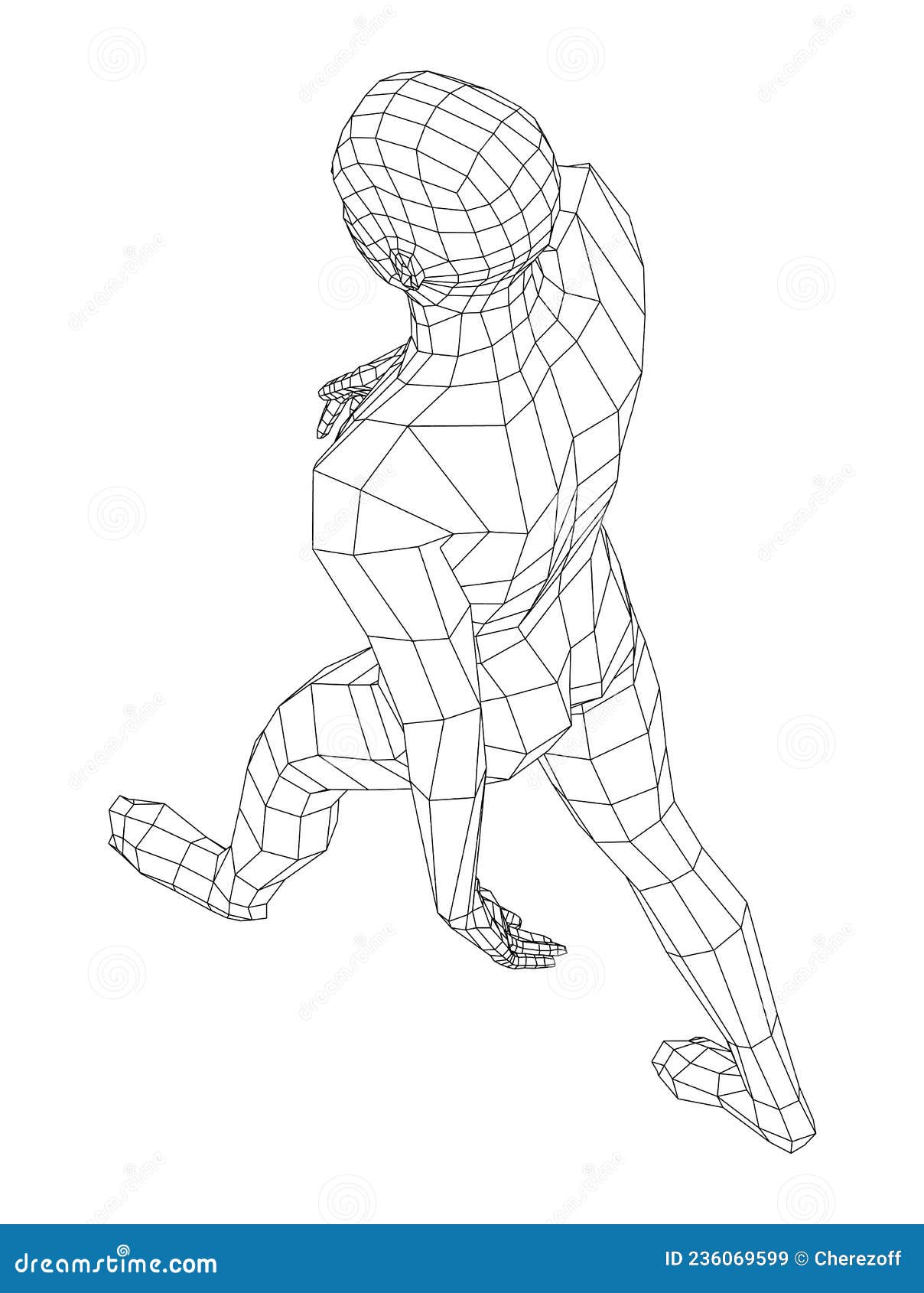 Wireframe Walking Man. 3d Illustration Stock Illustration ...