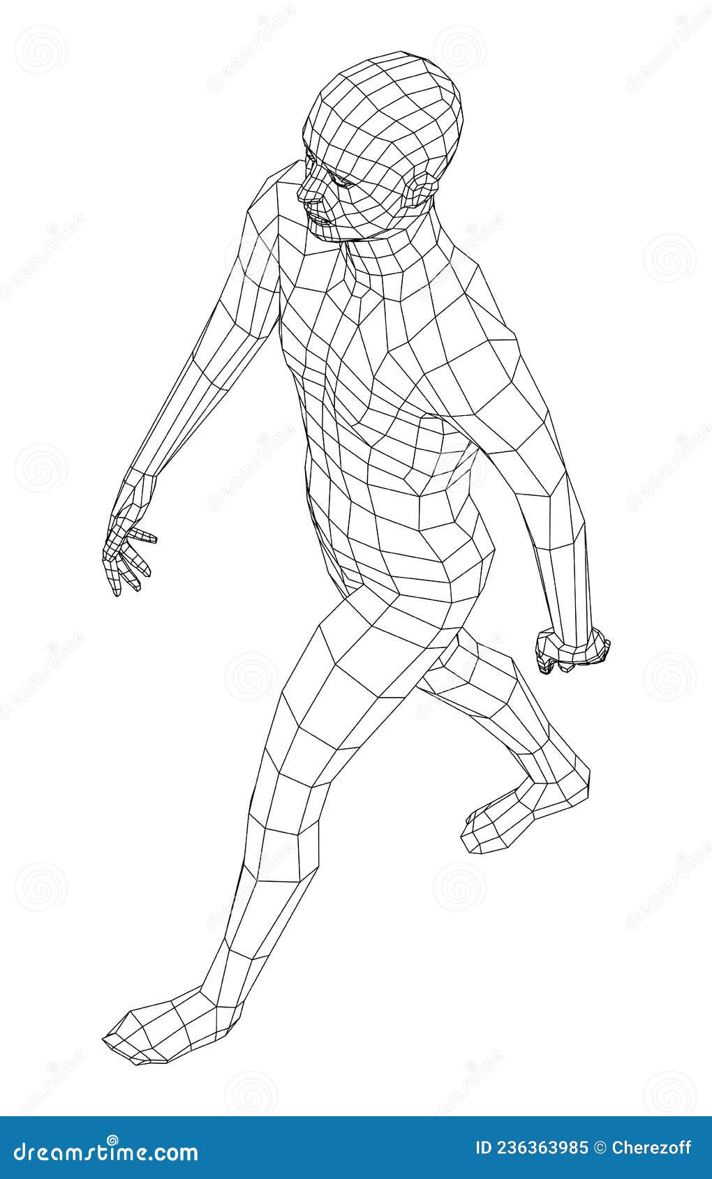 Wireframe Walking Man. 3d Illustration Stock Illustration ...