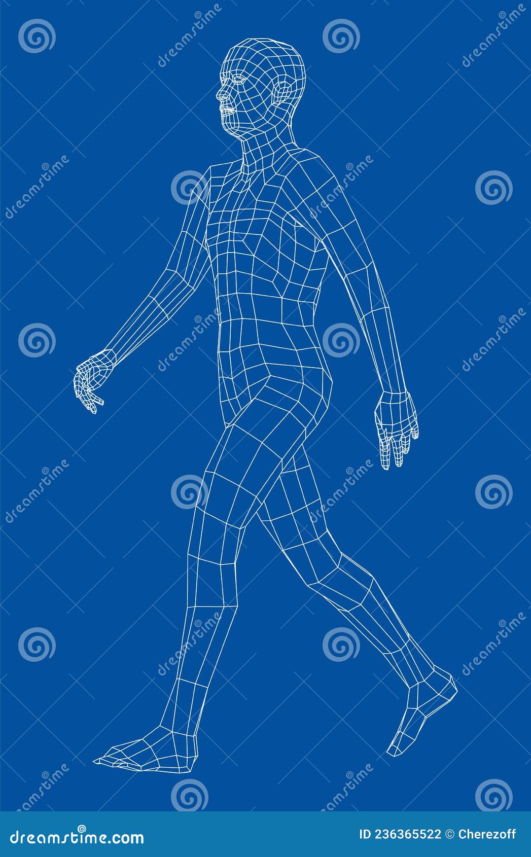 Wireframe Walking Man. 3d Illustration Stock Illustration ...