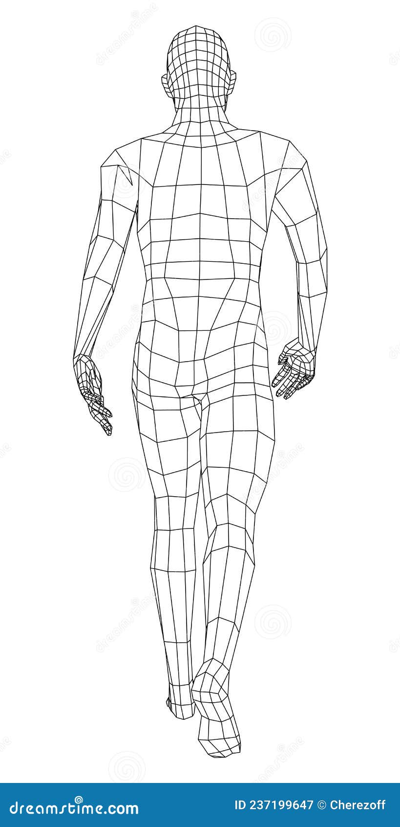 Wireframe Walking Man. 3d Illustration Stock Illustration ...