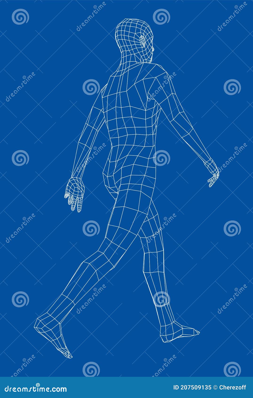 Wireframe Walking Man. Vector Stock Vector - Illustration of wireframe ...