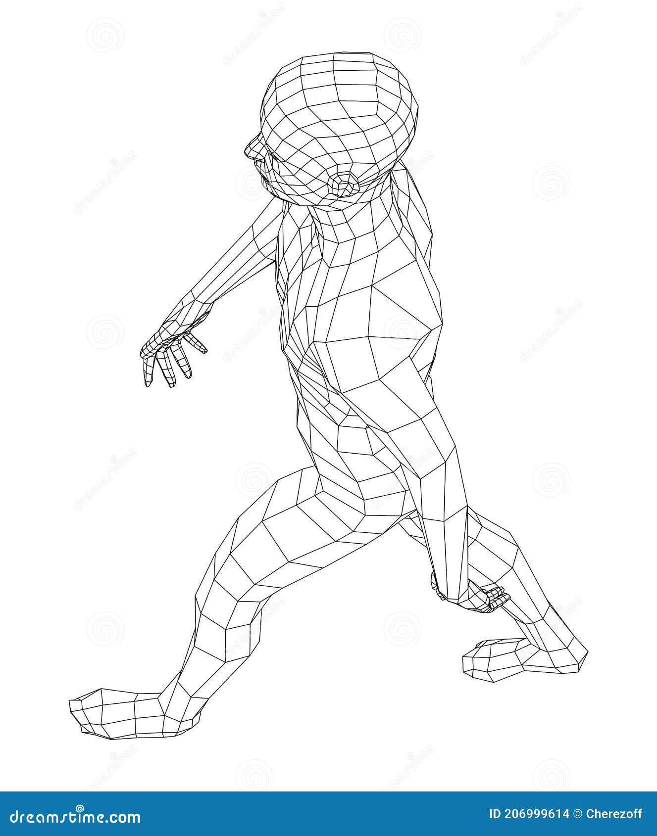 Wireframe Walking Man. Vector Stock Vector - Illustration of technology ...