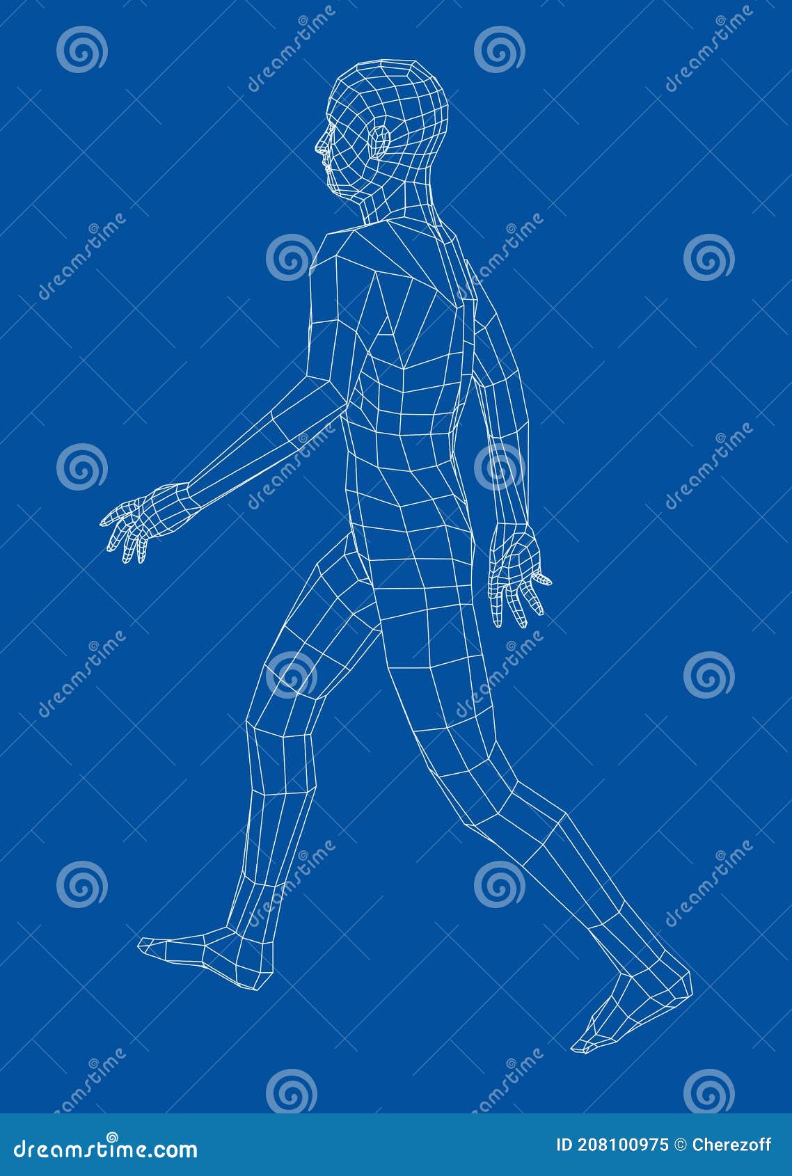 Wireframe Walking Man. Vector Stock Vector - Illustration of walk ...
