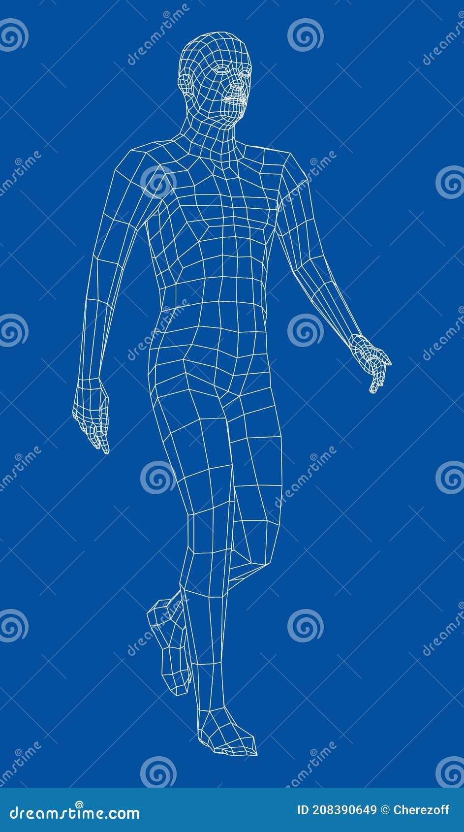 Wireframe Walking Man. Vector Stock Vector - Illustration of walk ...