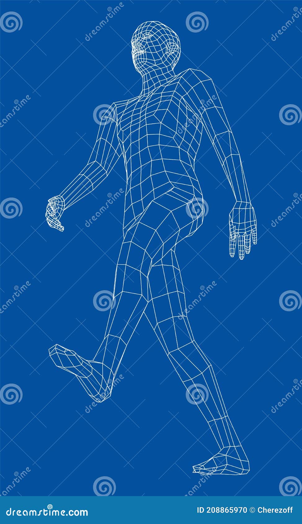 Wireframe Walking Man. Vector Stock Vector - Illustration of people ...