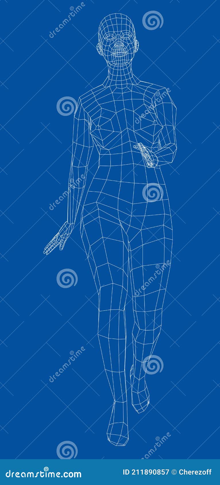 Wireframe Walking Woman. Vector Stock Vector - Illustration of anatomy ...