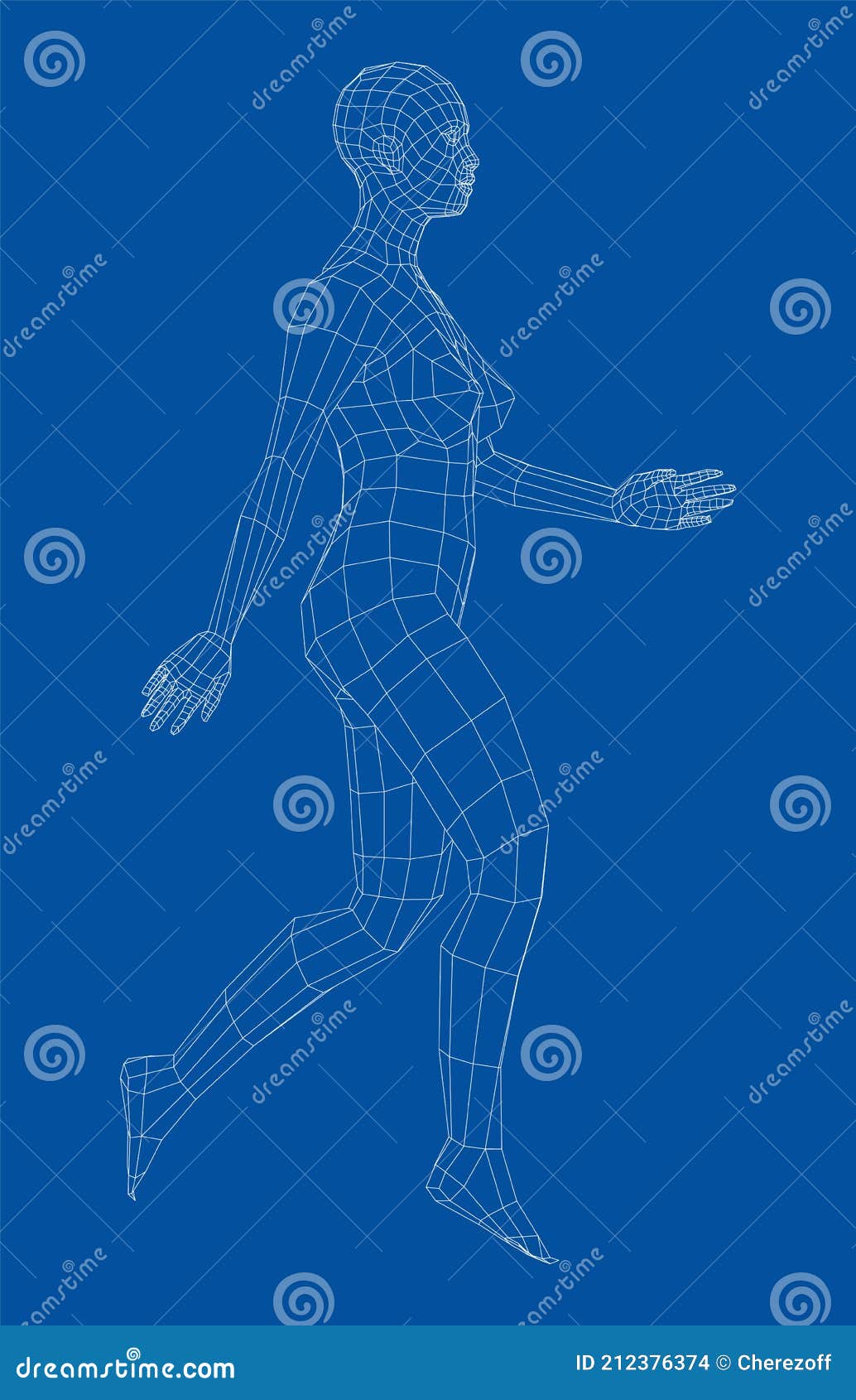 Wireframe Walking Woman. Vector Stock Vector - Illustration of woman ...
