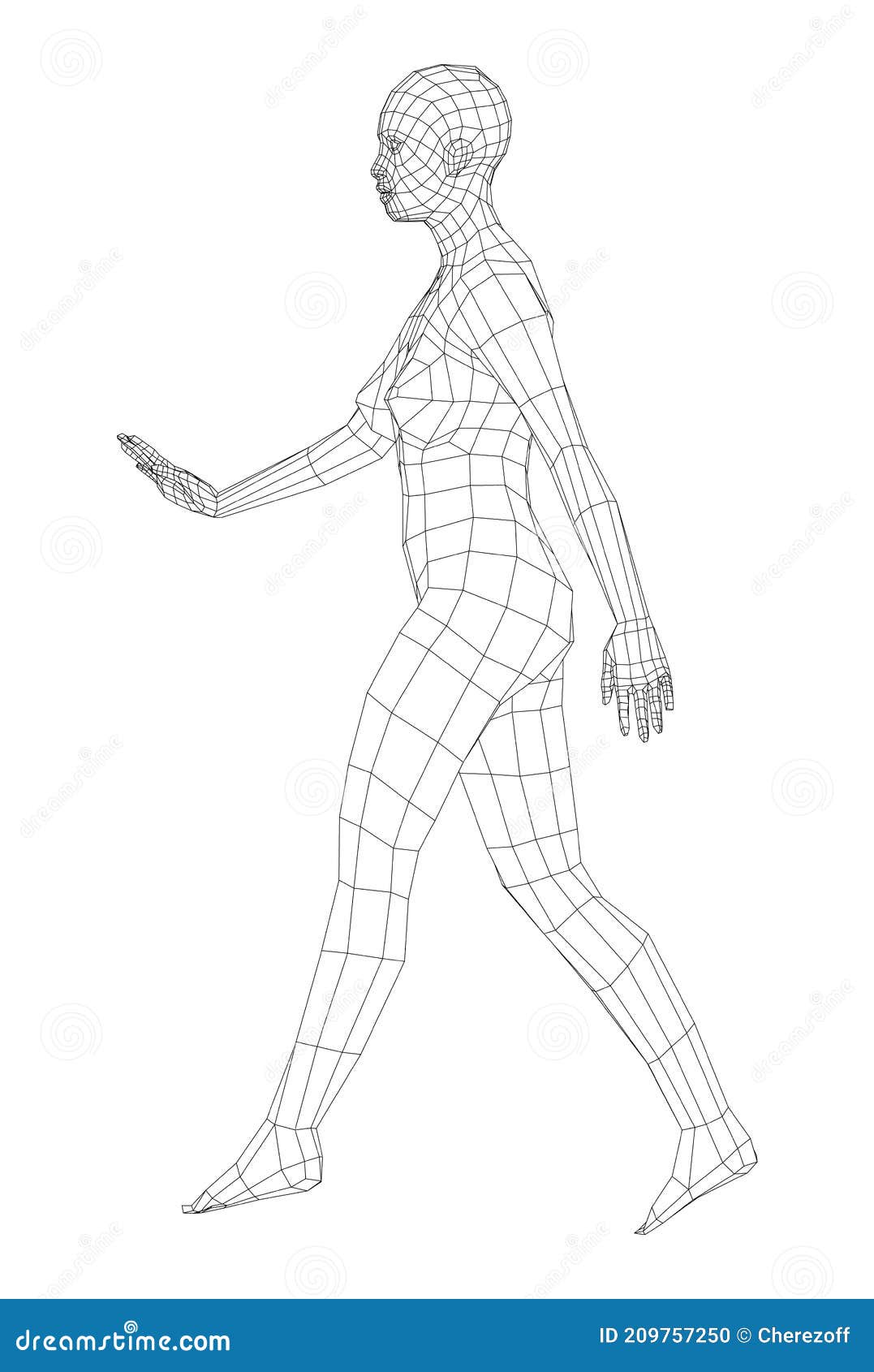 Wireframe Walking Woman. Vector Stock Vector - Illustration of abstract ...