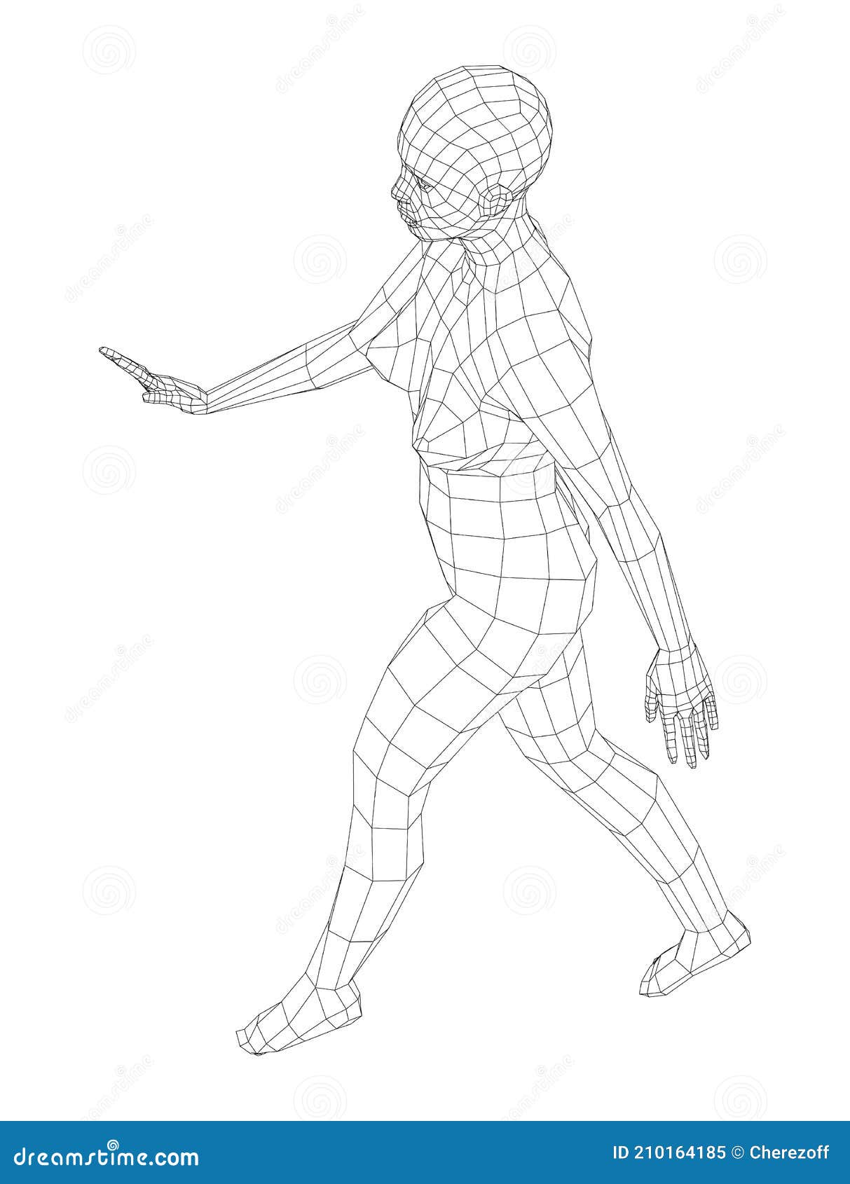 Wireframe Walking Woman. Vector Stock Vector - Illustration of sprint ...