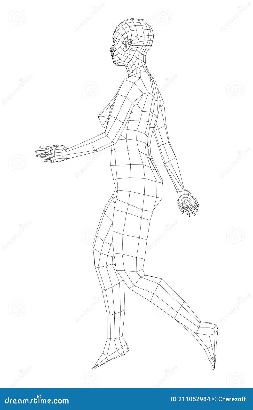 Wireframe Walking Woman. Vector Stock Vector - Illustration of healthy ...