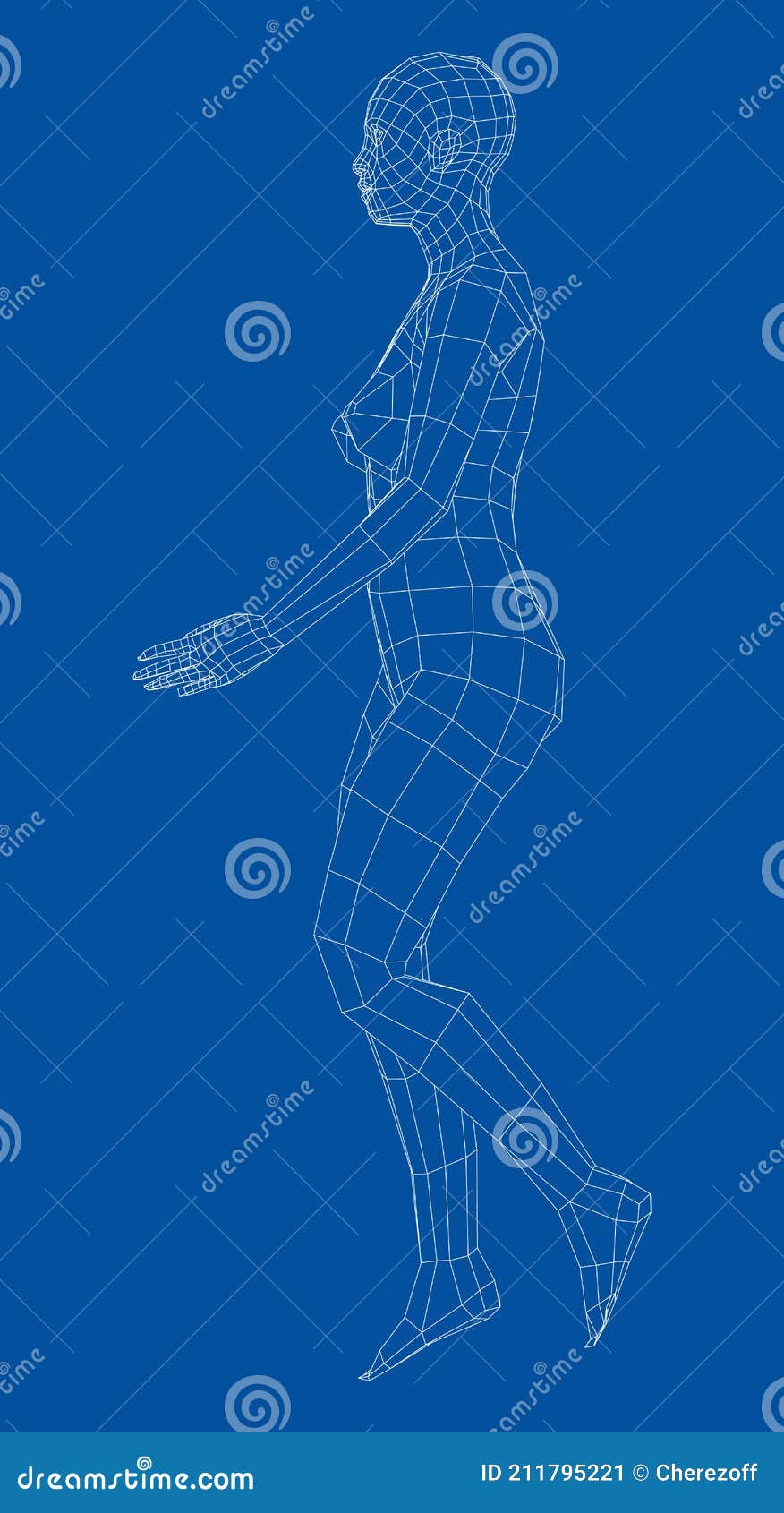 Wireframe Walking Woman. Vector Stock Vector - Illustration of abstract ...