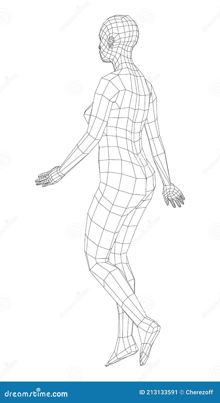 Wireframe Walking Woman. Vector Stock Vector - Illustration of computer ...