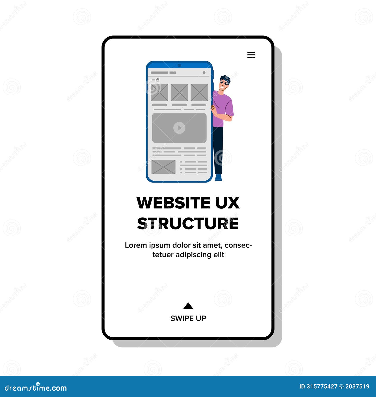 Wireframe. Website Landing Page Mockup With Header Body And Footer ...