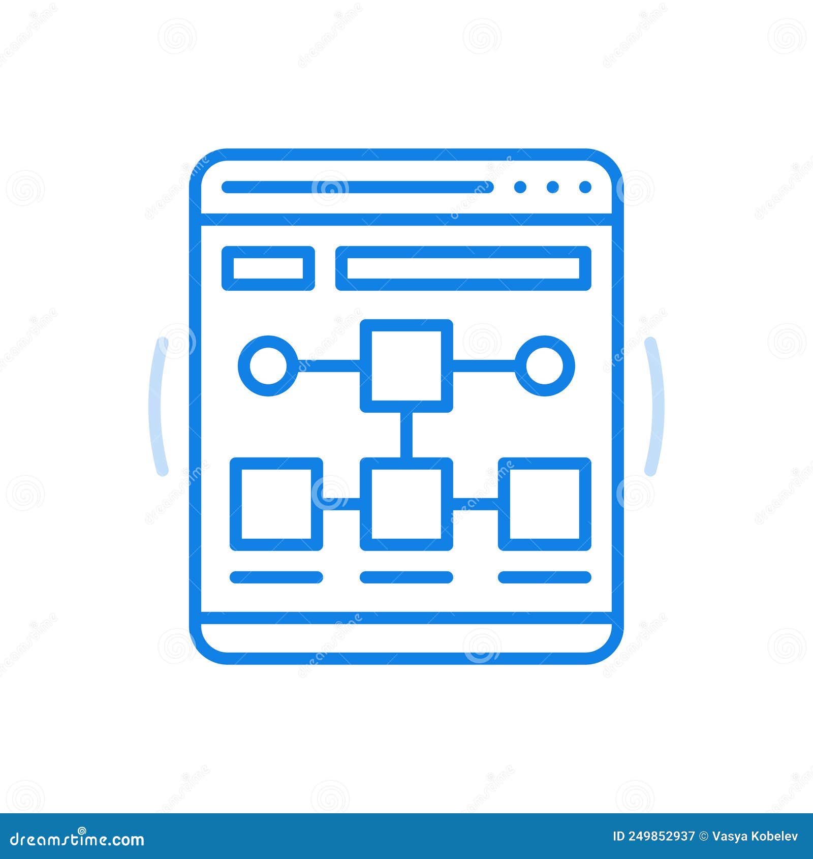 Wireframe Website Vector Line Icon. Square and Rectangular Connected ...