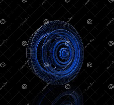 Wireframe of a wheel. stock illustration. Illustration of detail - 18498984