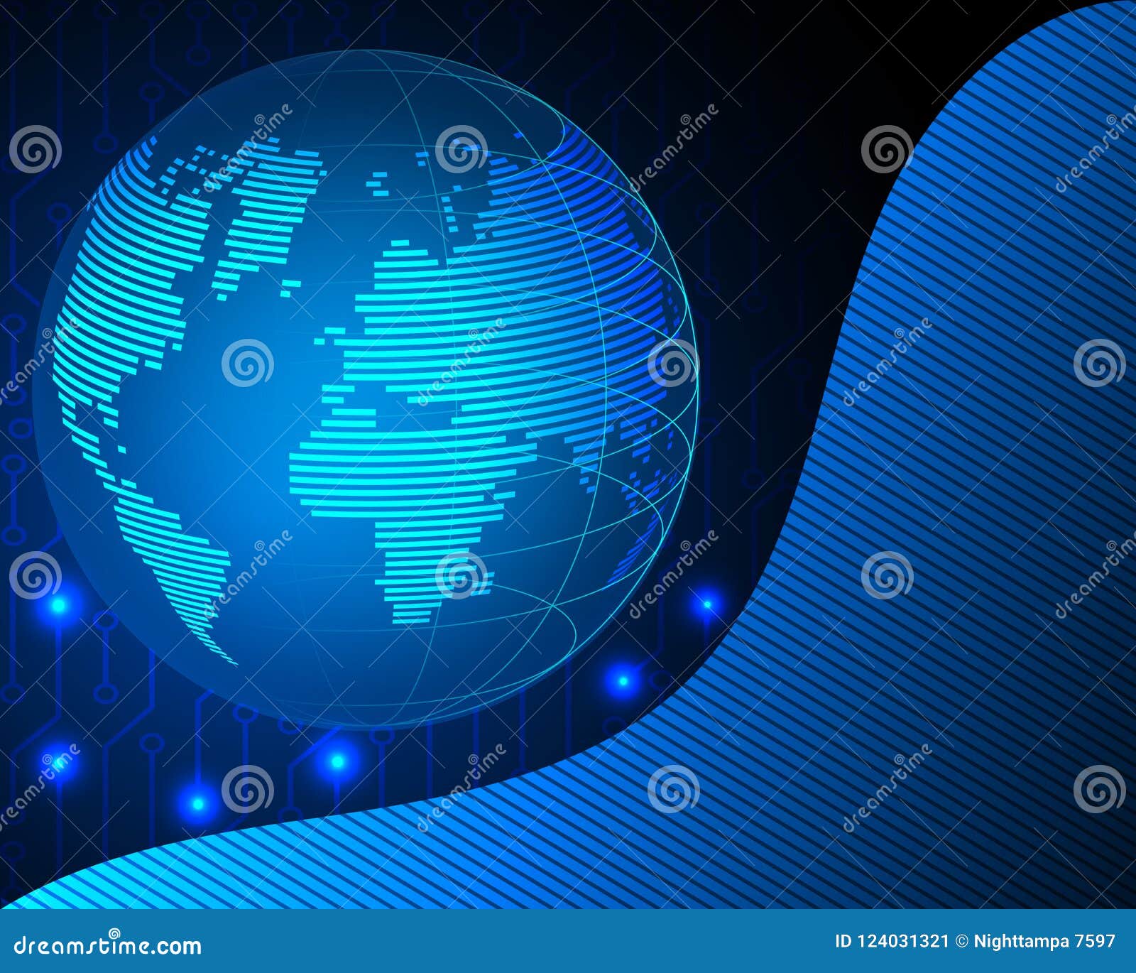 Wireframe World Global Internet Network with Big Data Stock Vector ...