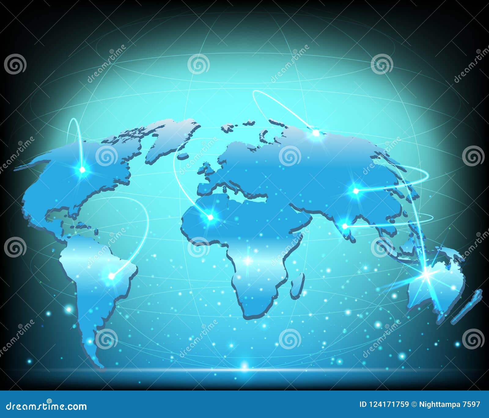 Wireframe World Map Global Internet Network Connection Big Data Stock ...