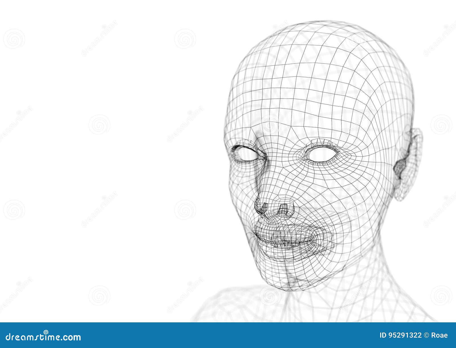 Wireframe young woman head stock illustration. Illustration of ...