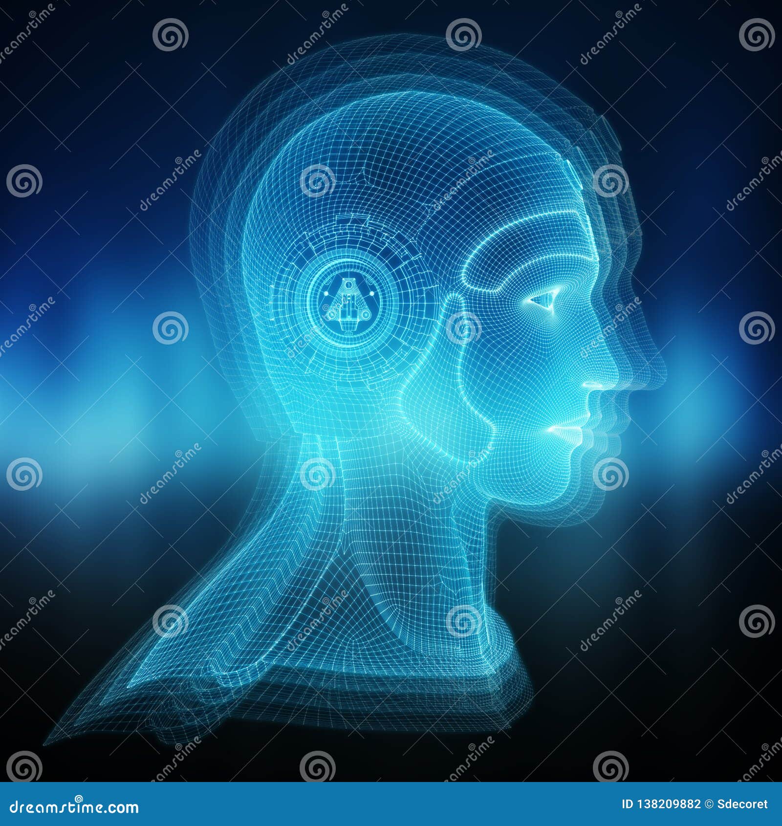 Wireframed Robotic Man Head Representing Artificial Intelligence 3D ... Wireframed Robotic Man Head Representing Artificial Intelligence 3D ...