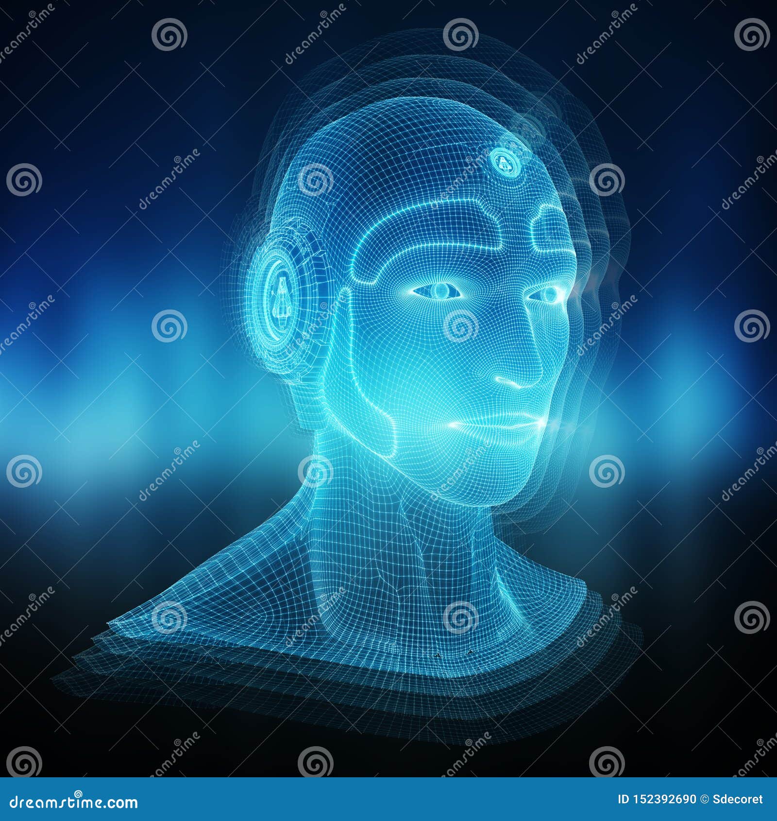 Wireframed Robotic Man Head Representing Artificial Intelligence 3D ... Wireframed Robotic Man Head Representing Artificial Intelligence 3D ...