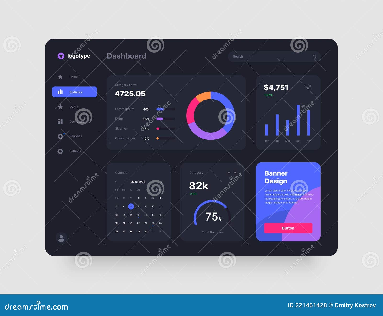 Wireframes Screens. Dashboard UI and UX Kit Design. Stock Vector ...