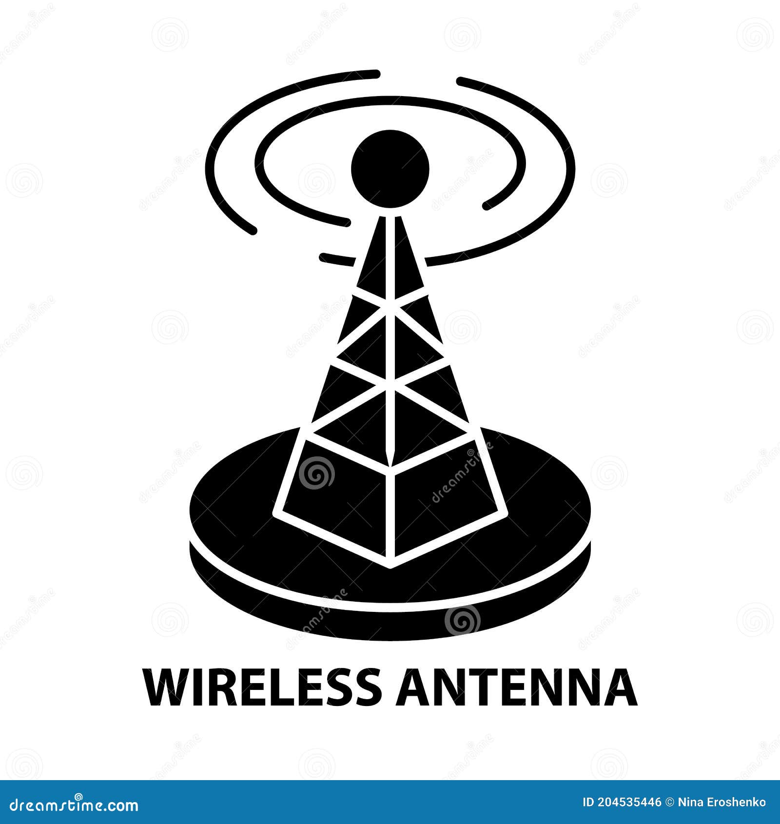 Wireless Antenna Icon, Black Vector Sign with Editable Strokes, Concept ...