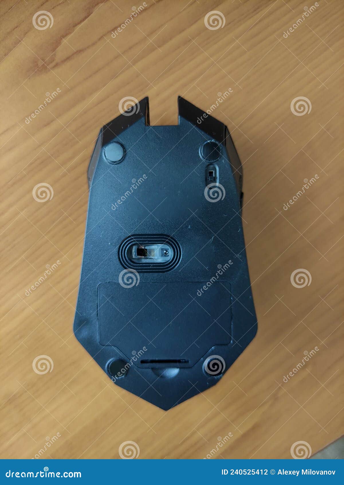 Wireless Black Gaming Mouse on the Table, Back View Stock Photo - Image ...