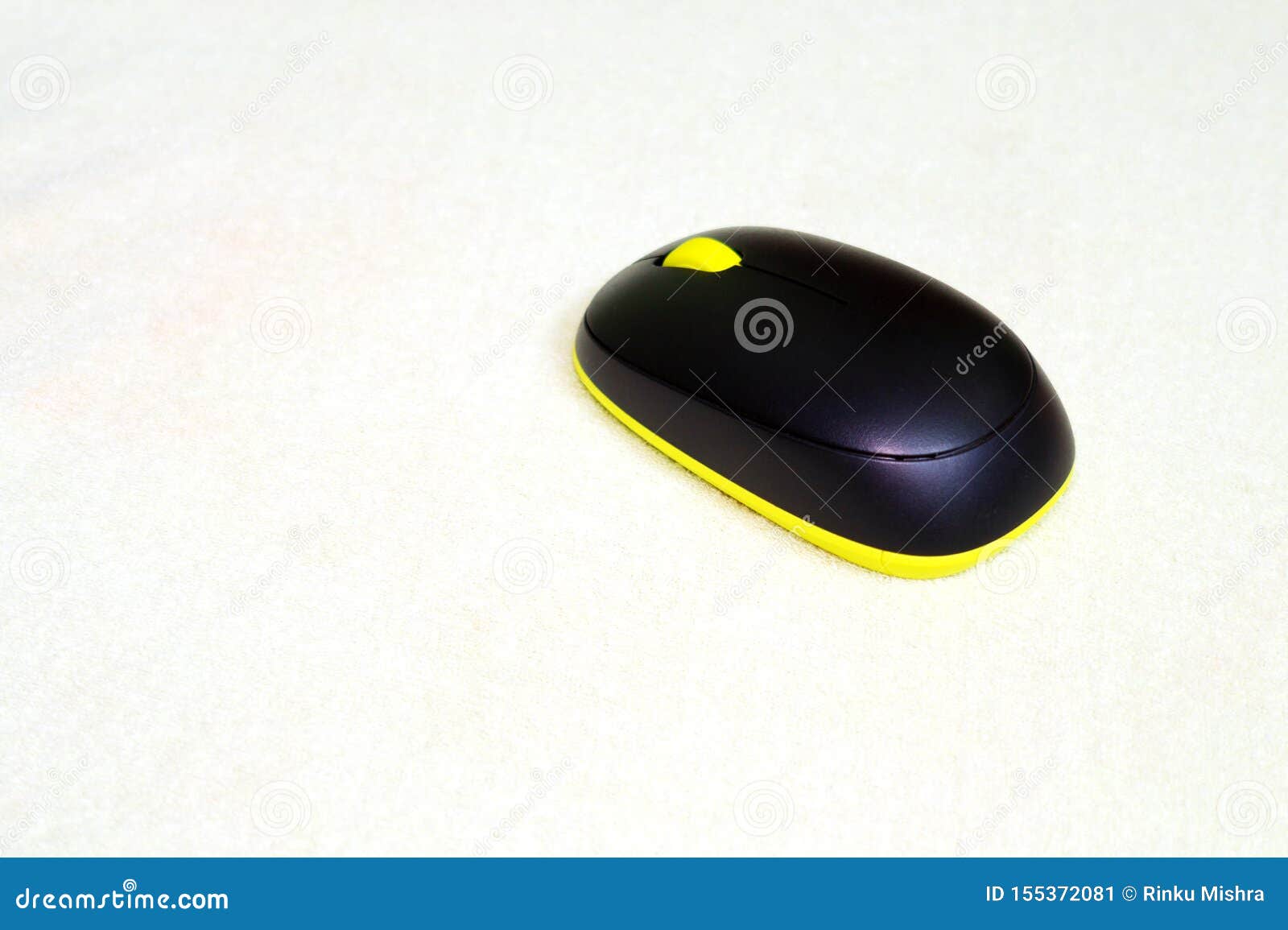 Wireless Black and Yellow Colored Computer Mouse Isolated on White ...