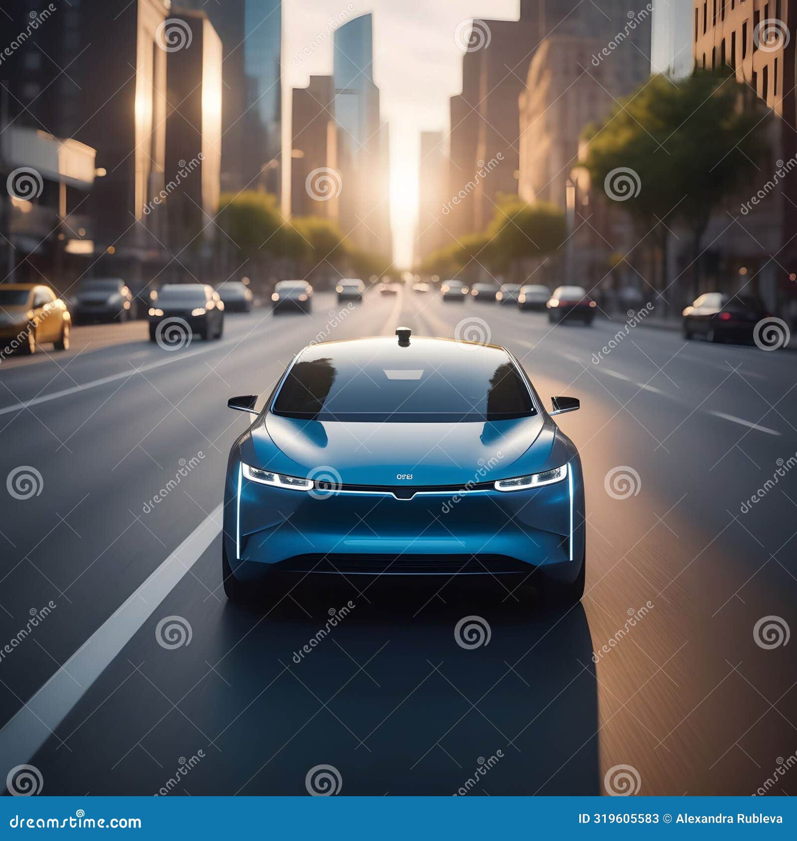 Wireless Car Charging while Driving. Electric Car Driving on Highway ...