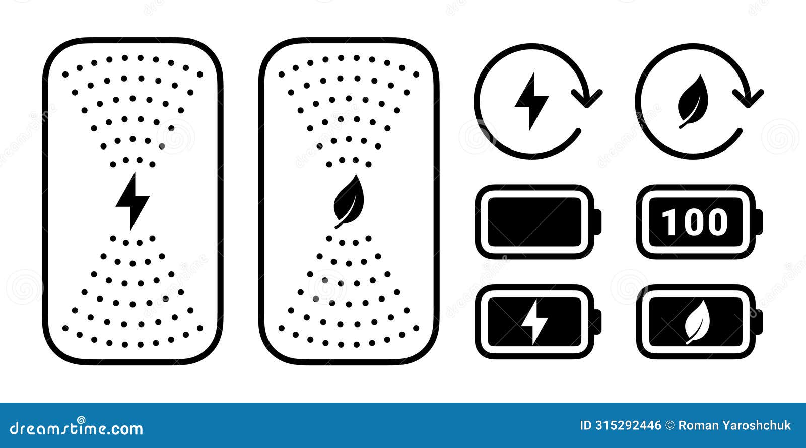 Wireless Charging and Battery Icons. Vector Scalable Graphics Stock ...