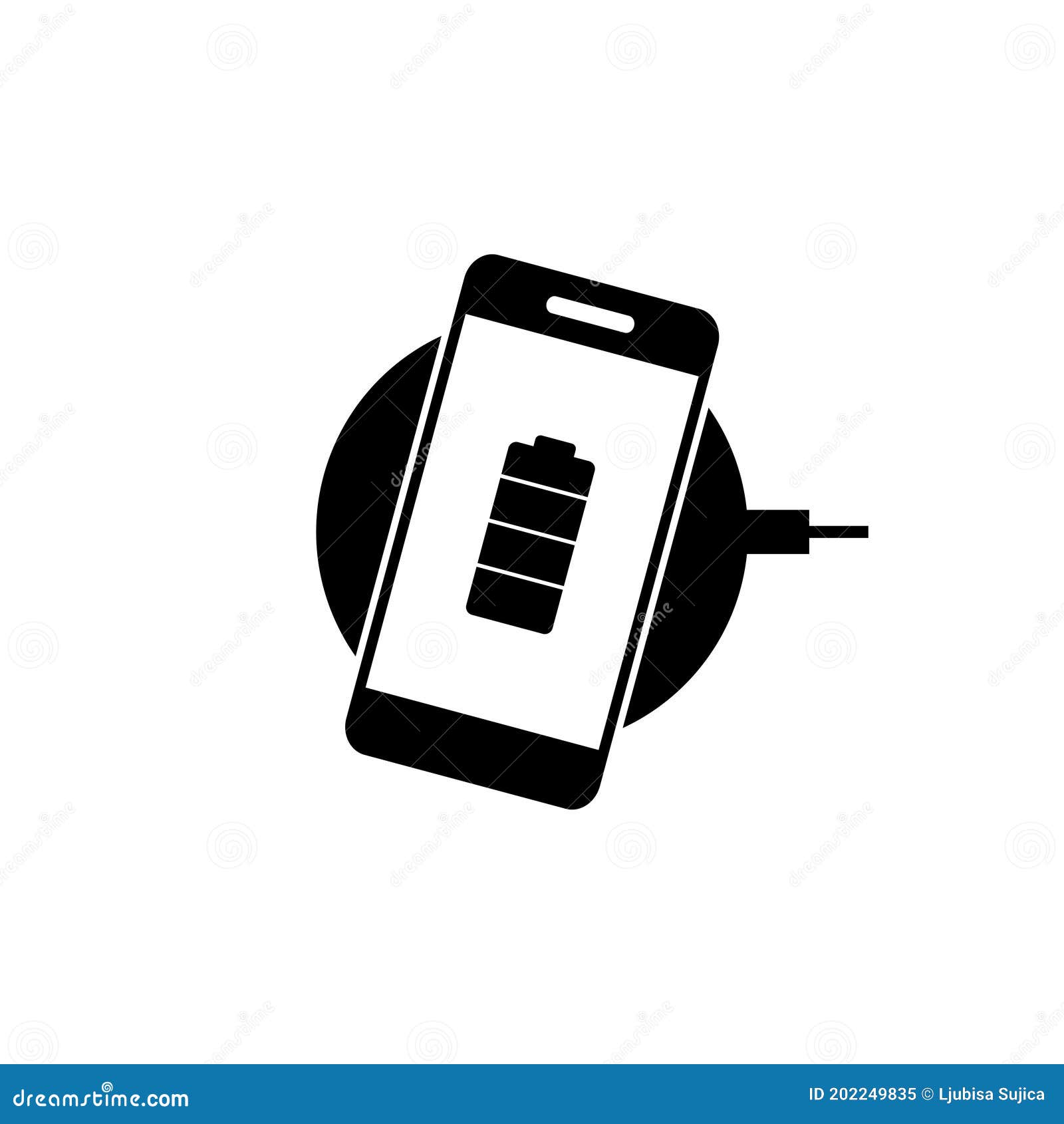 Wireless Charging Icon Isolated on White Background Stock Illustration ...