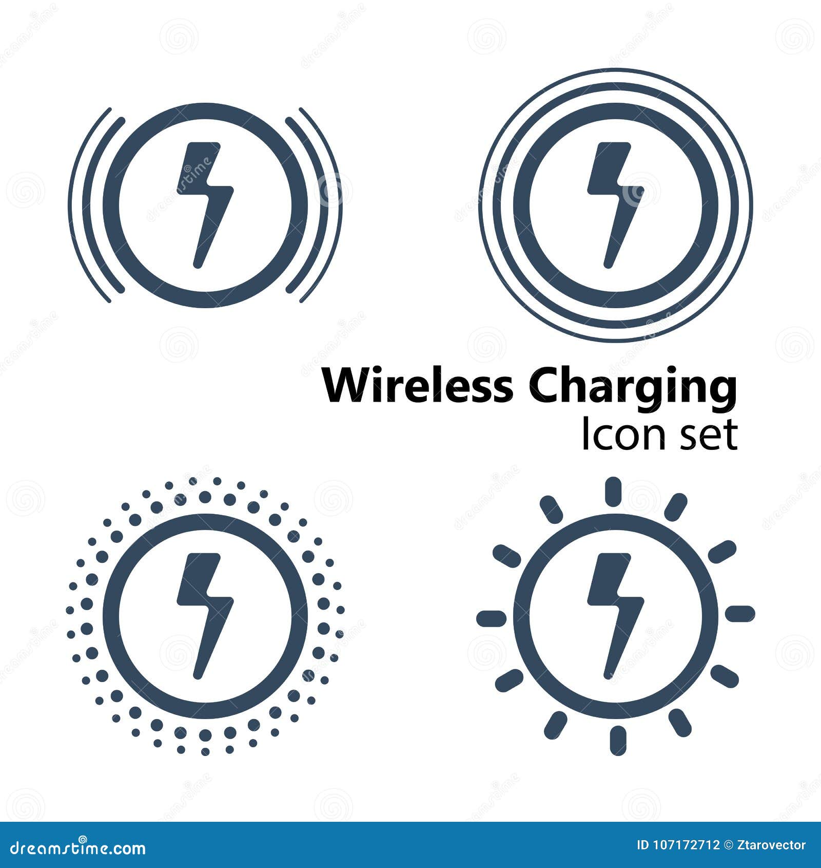 Wireless Charging Icon set stock vector. Illustration of rechargeable ...