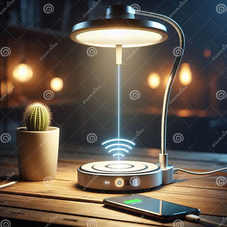 Wireless Charging Lamp Base Combines a Light Source with a Wirel Stock ...