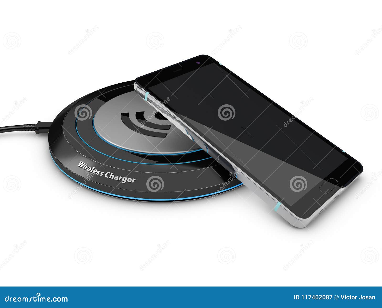 Wireless Charging of Smartphone, 3d Illustration Isolated White Stock ...