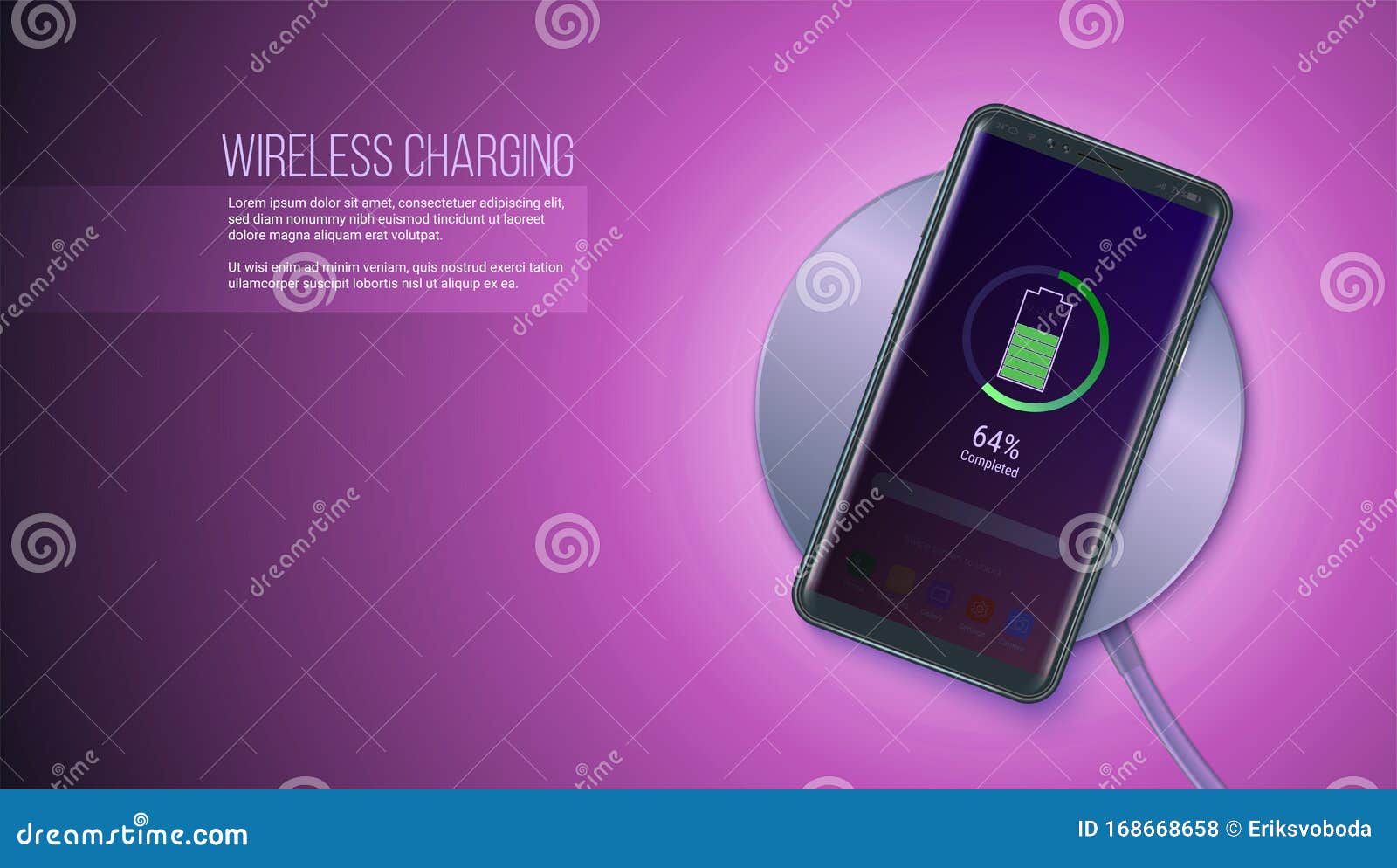 Wireless Charging Technology Concept. Top View Stock Vector ...