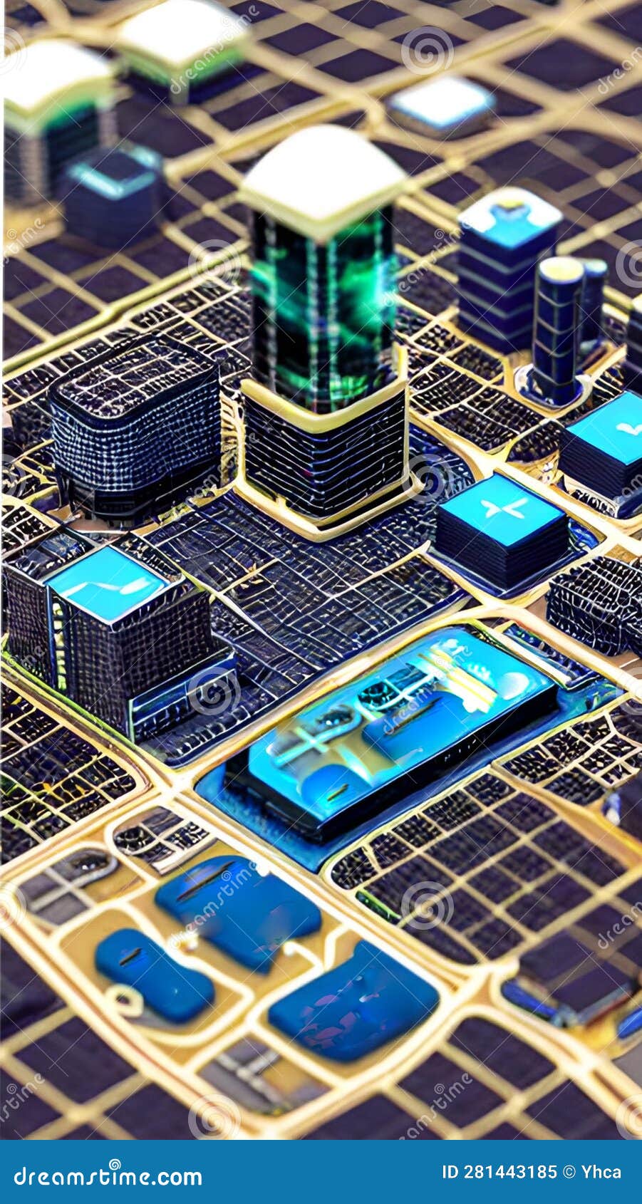 Wireless Communication Concept with City Overview Illustration ...