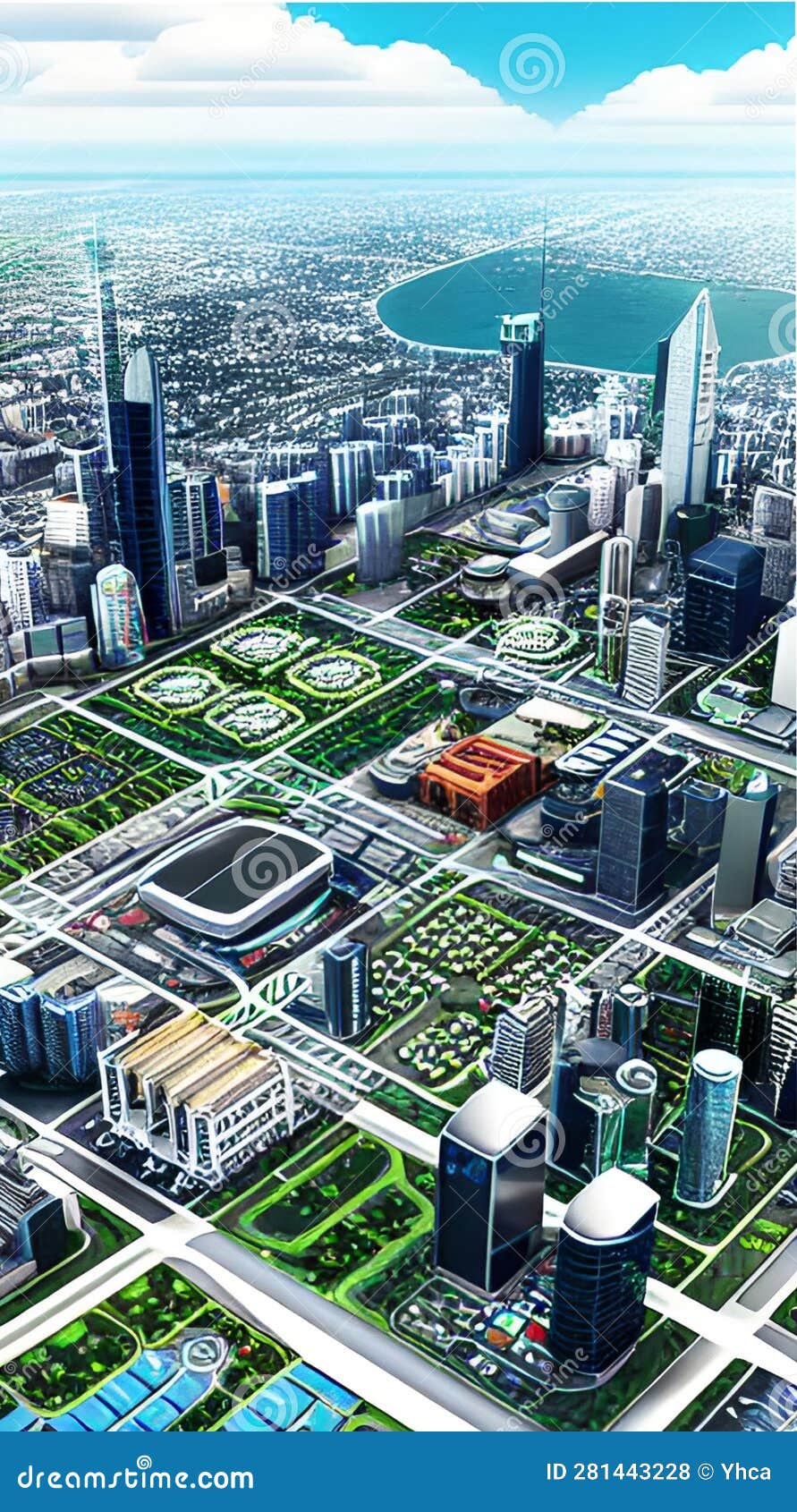 Wireless Communication Concept with City Overview Illustration ...