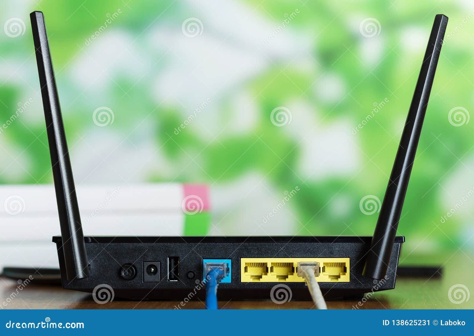 Wireless Communication Concept. Router on Office Table Stock Image ...