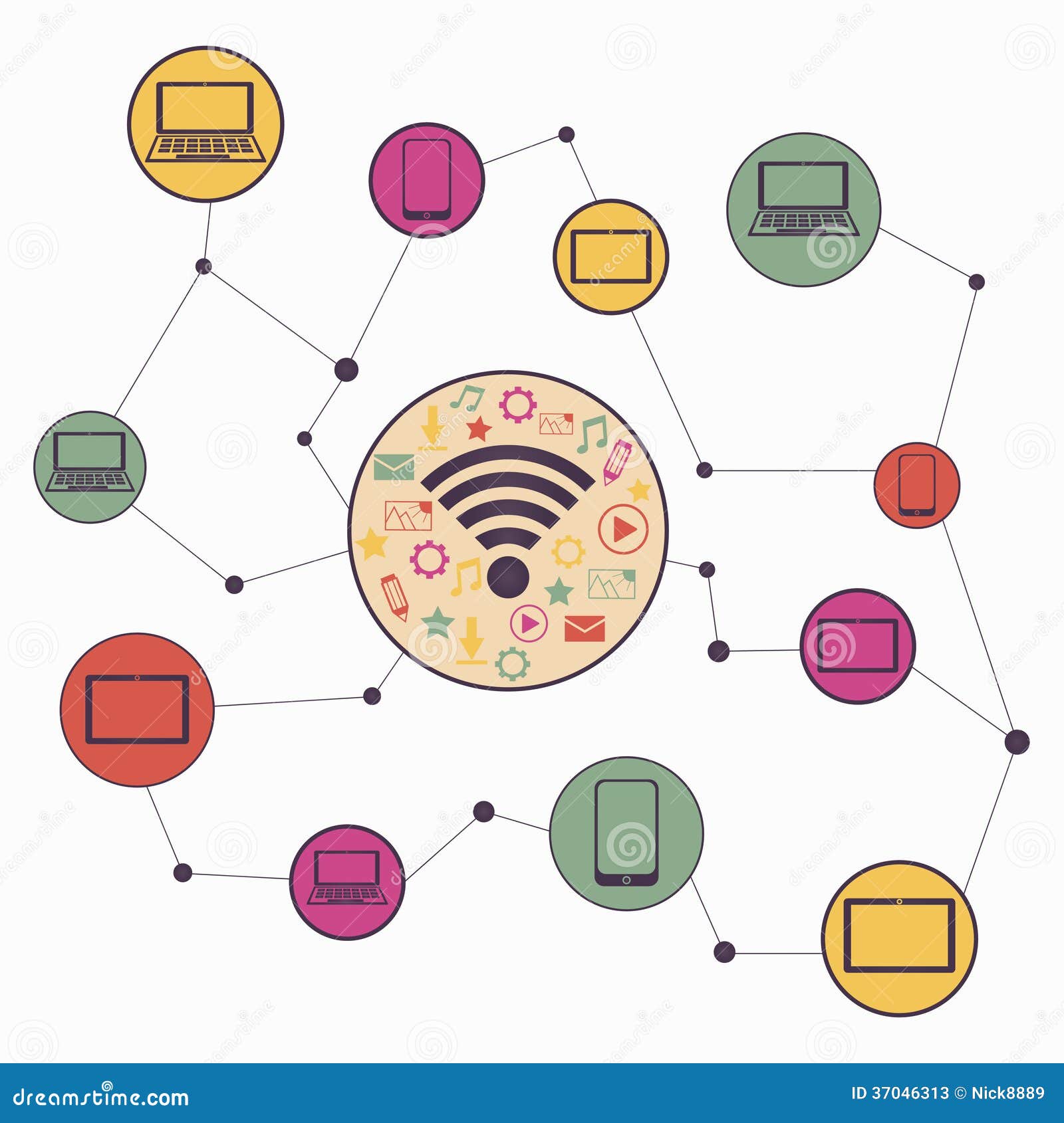 Wireless Communication Network Stock Vector - Illustration of mobile ...