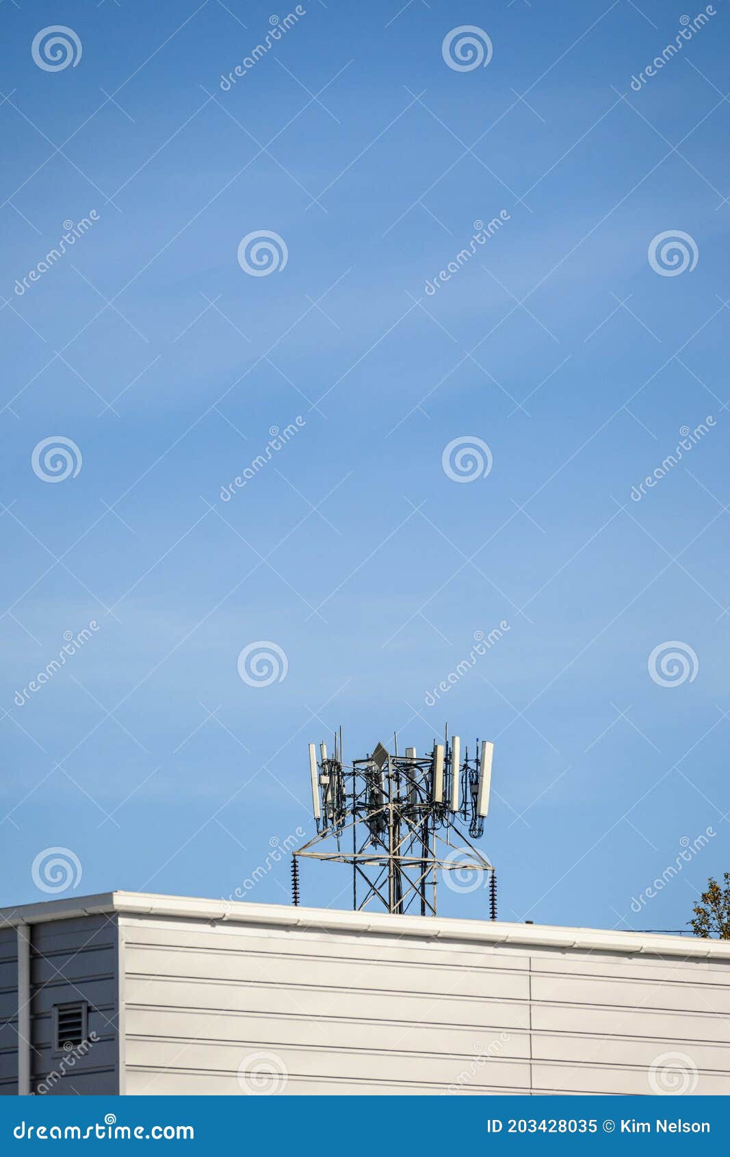 Wireless Communication Panel Antennas Mounted on a Commercial Rooftop ...