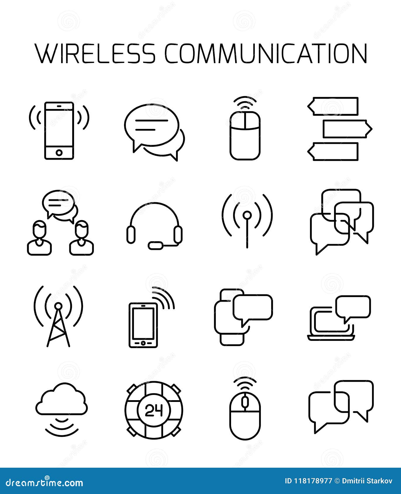 Wireless Communication Related Vector Icon Set. Stock Vector ...