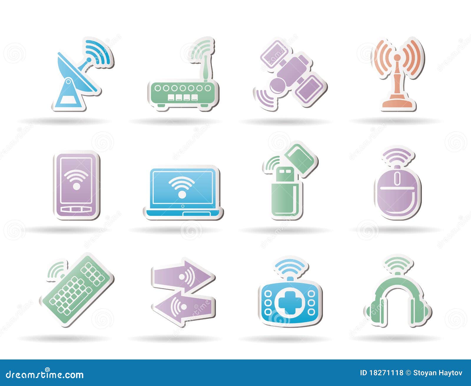 Wireless and Communication Technology Objects Stock Vector ...