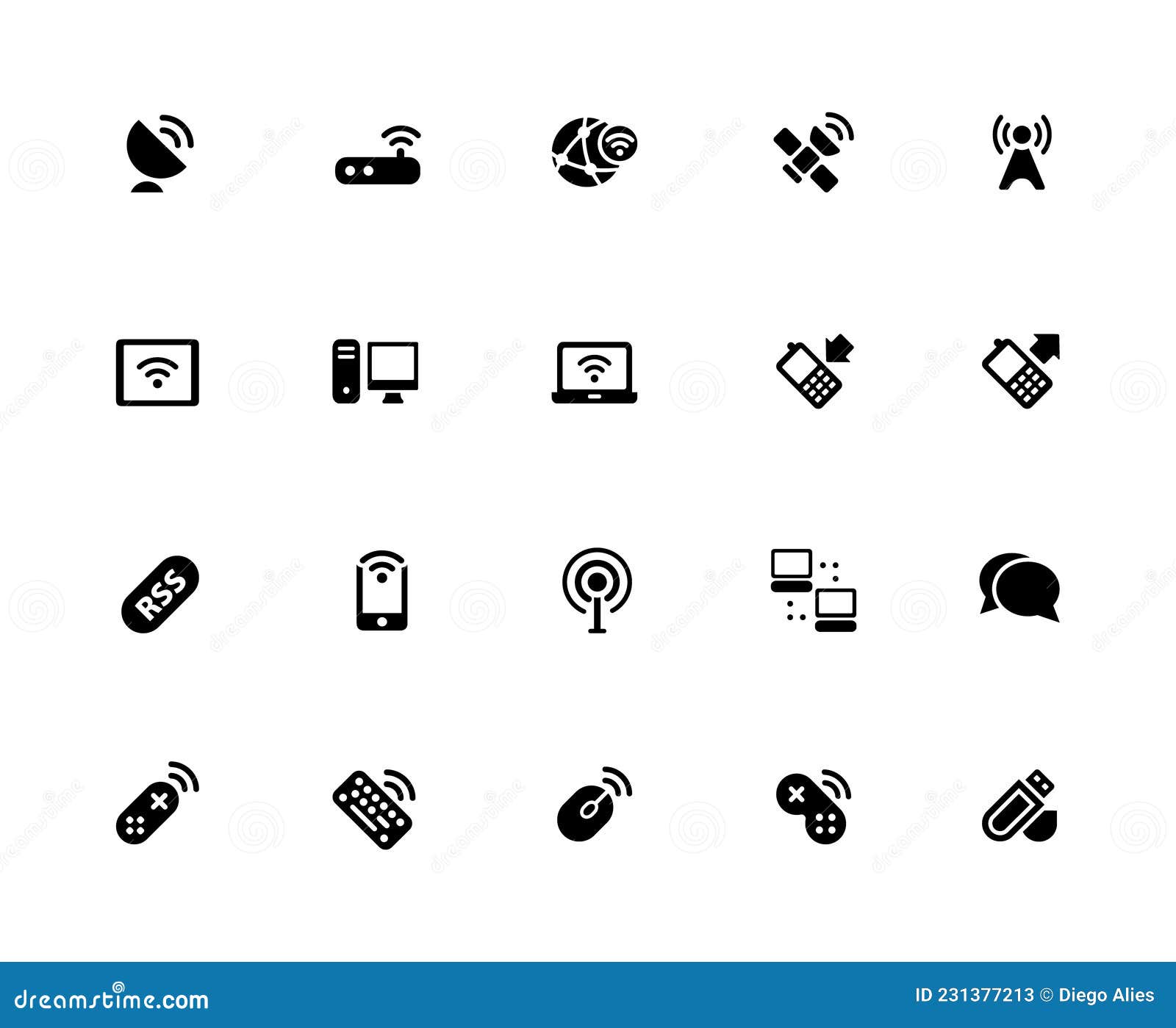 Wireless Communications Icons // 32 Pixels Icons White Series Stock ...