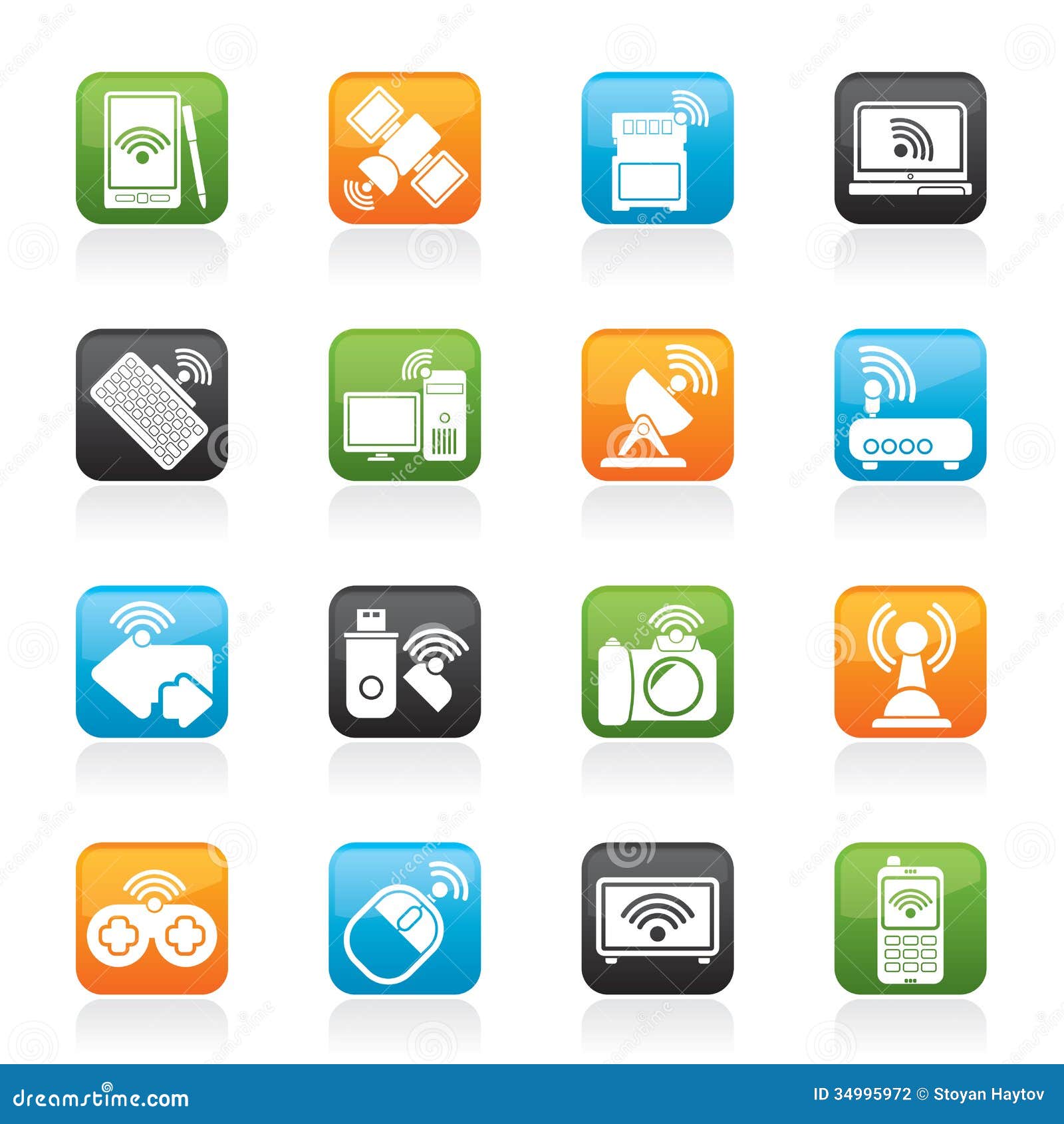 Wireless and Communications Icons Stock Vector - Illustration of ...