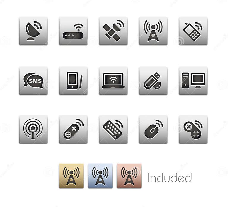 Wireless & Communications// Metallic Series Stock Vector - Illustration ...
