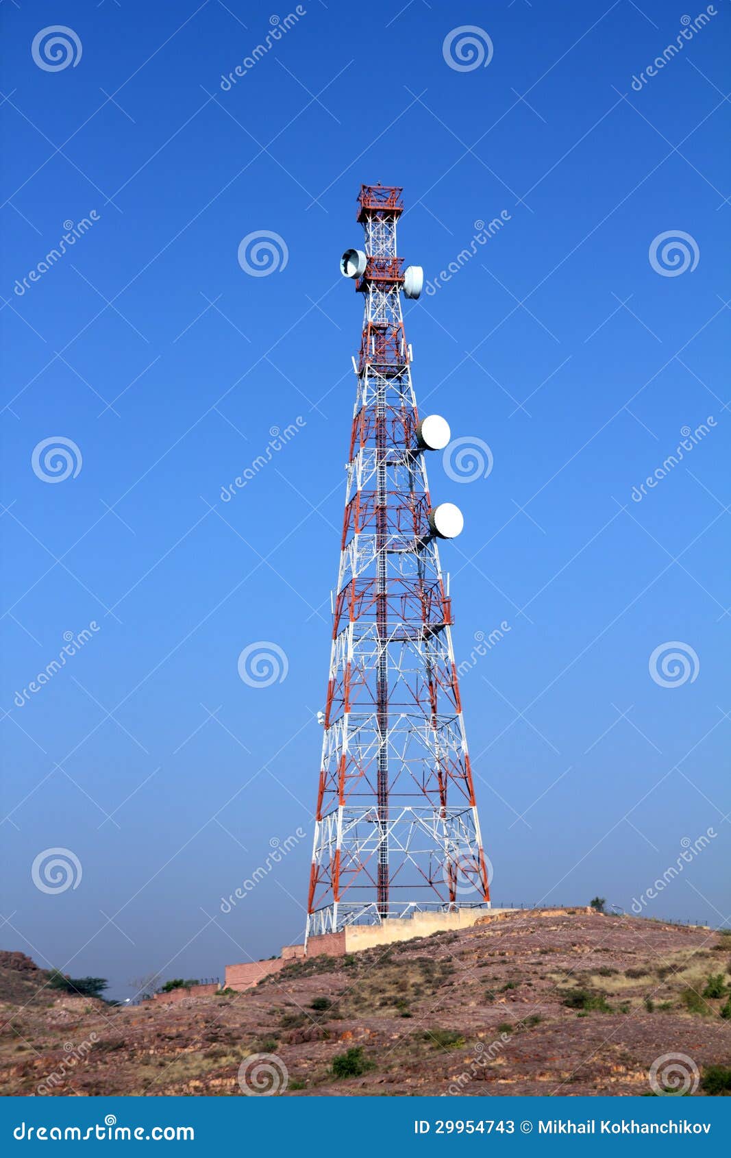 Wireless Communications Tower Stock Image - Image of hill, connection ...