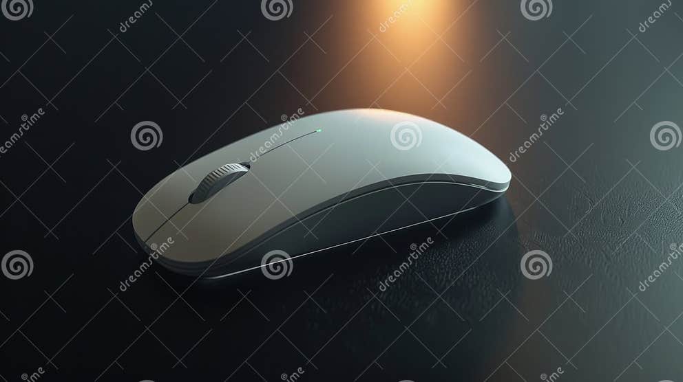 Wireless Computer Mouse on Dark Surface, Close-up View. Modern ...