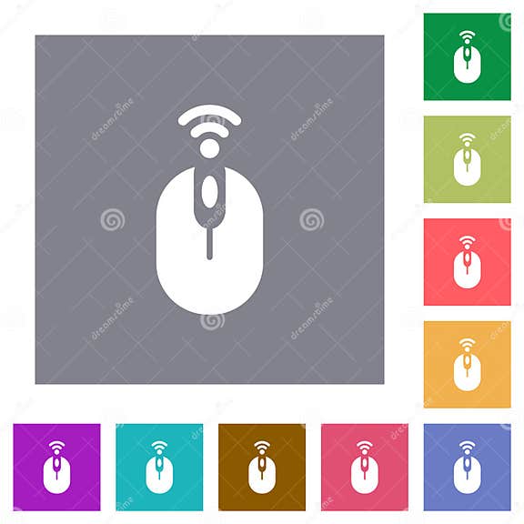 Wireless Computer Mouse Square Flat Icons Stock Vector - Illustration ...